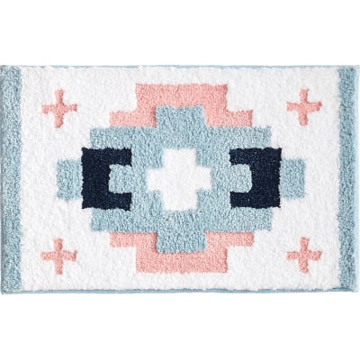 Pastel Geometric Boho Bath Mat / Bathroom Rug – Peppery Home