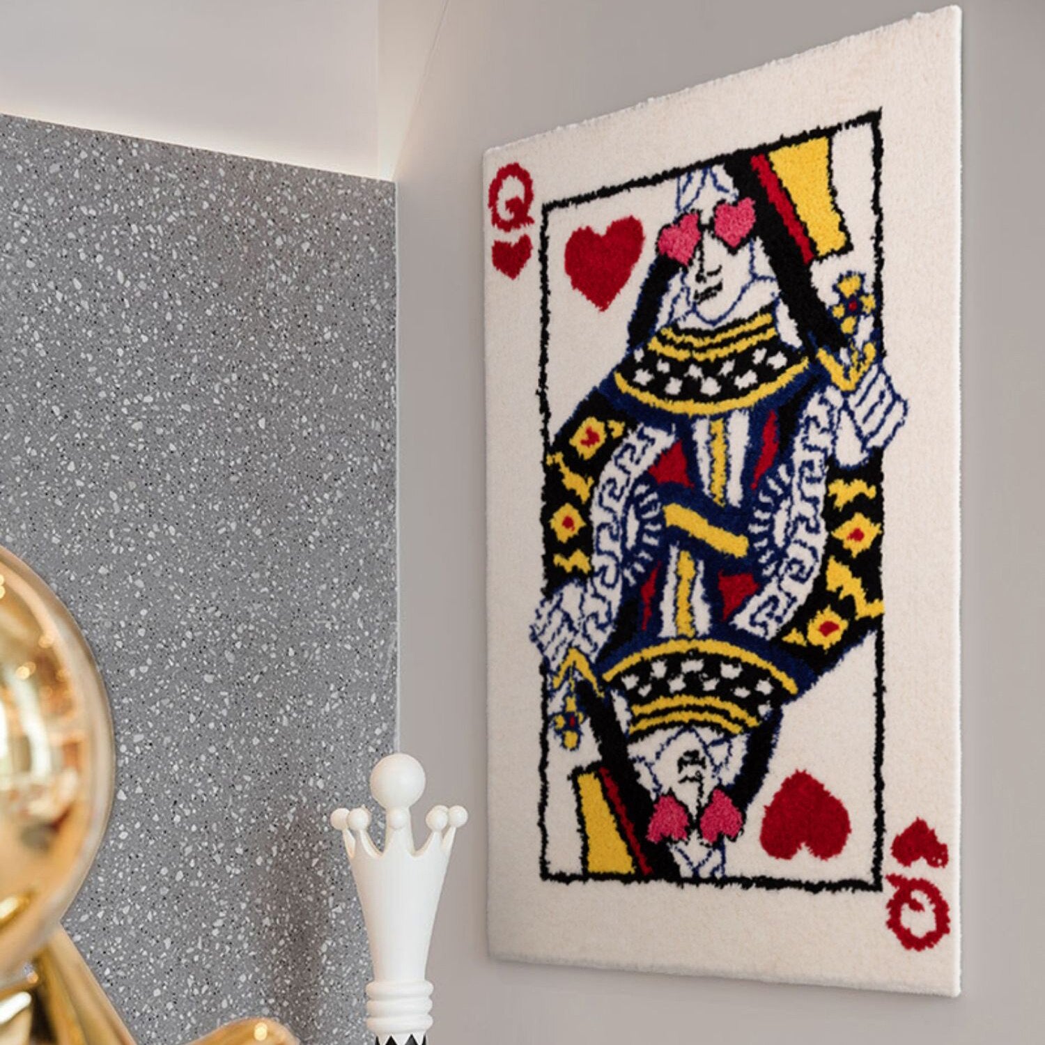 Poker Face Tufted Area Rug - Queen of Hearts Playing Cards Shaped RUG ...