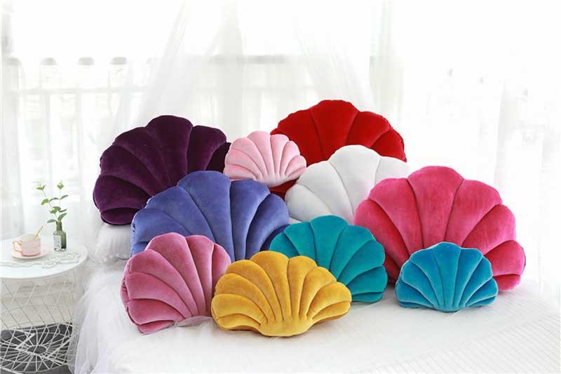 Peppery Home Velvet Sea Shell Shaped Decorative Cushions Mermaid Throw ...