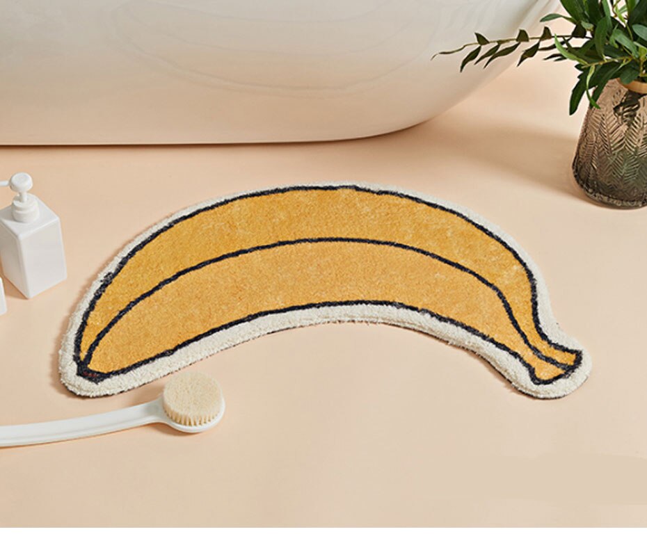 Peppery Home Banana & Avocado Bath Mat - Fruit Bathroom Rugs fruit shaped