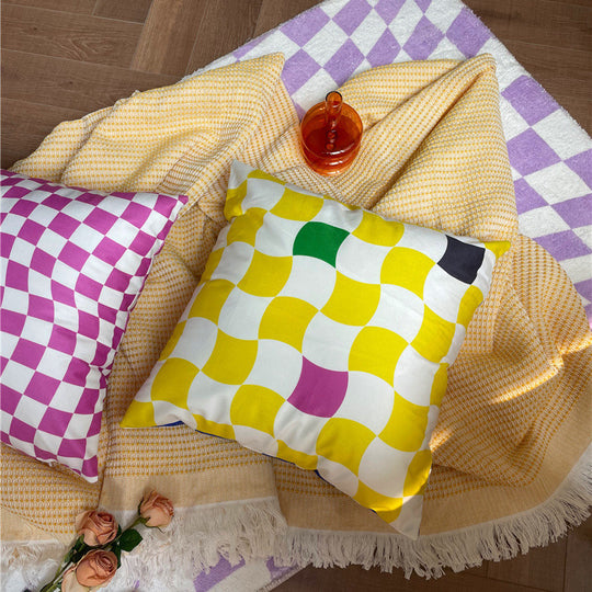 Colourful Checkerboard Decorative Cushion Cover – Peppery Home